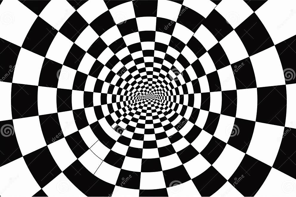 Optical Illusion, Distorted Checkered Print Black and White Background ...