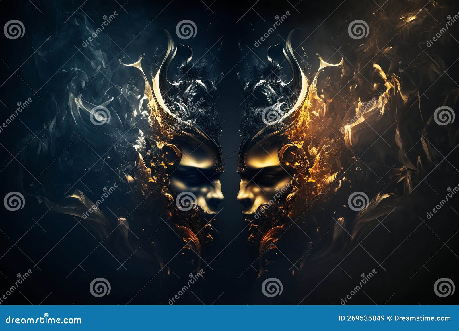 Optical Illusion of Face To Face Creatures Stock Illustration ...