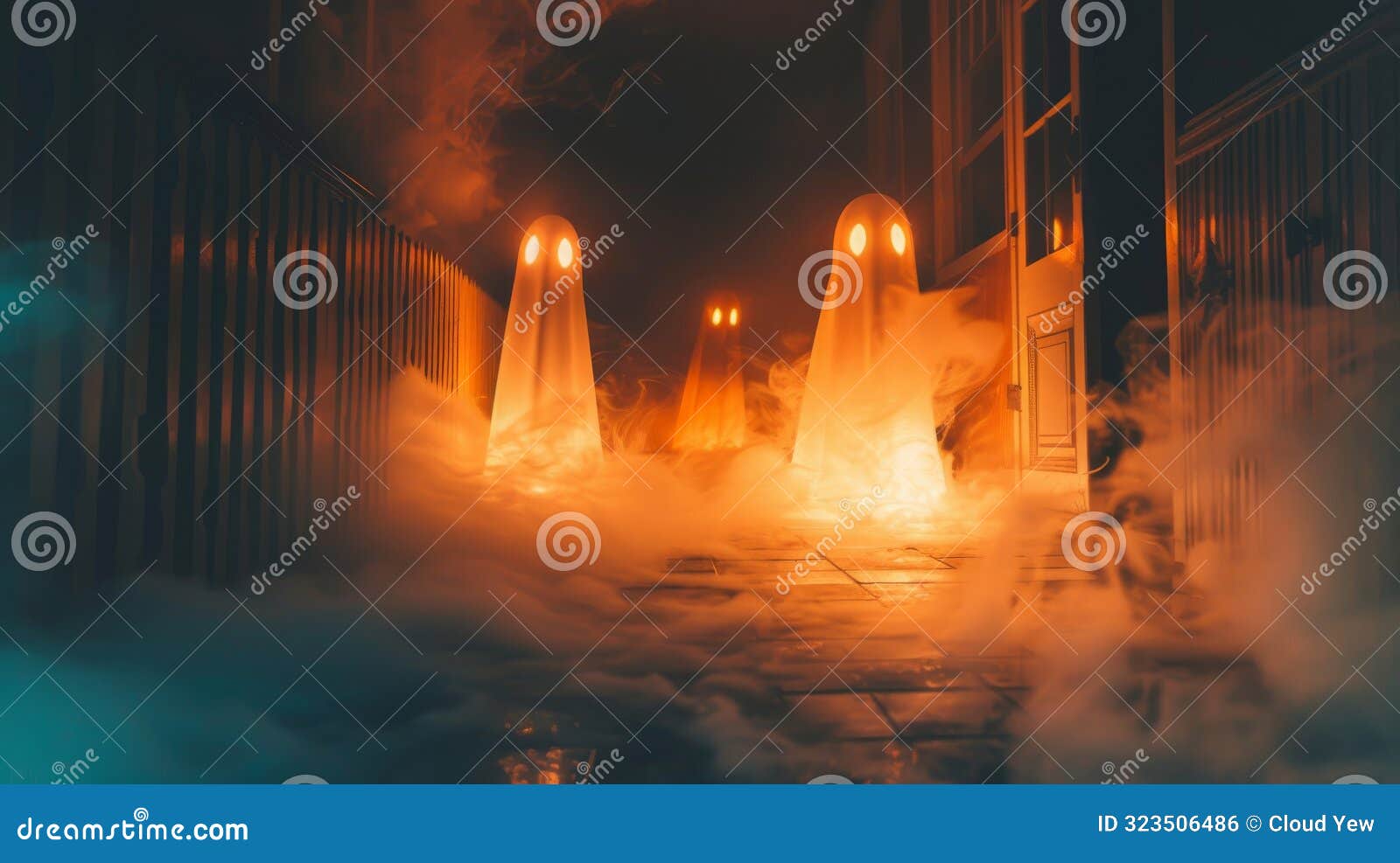 Optical Illusion of Floating Ghosts Halloween Stock Illustration ...