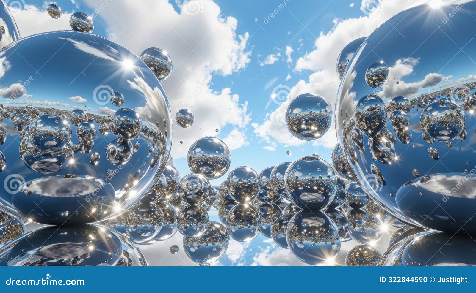 An Optical Illusion of Floating Spheres Their Reflective Surfaces ...