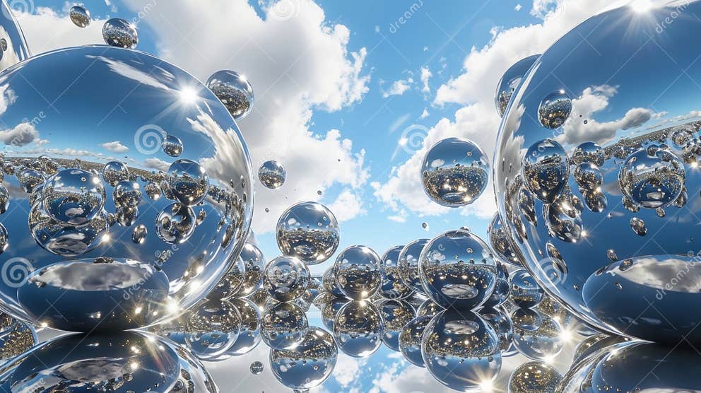 An Optical Illusion of Floating Spheres Their Reflective Surfaces ...