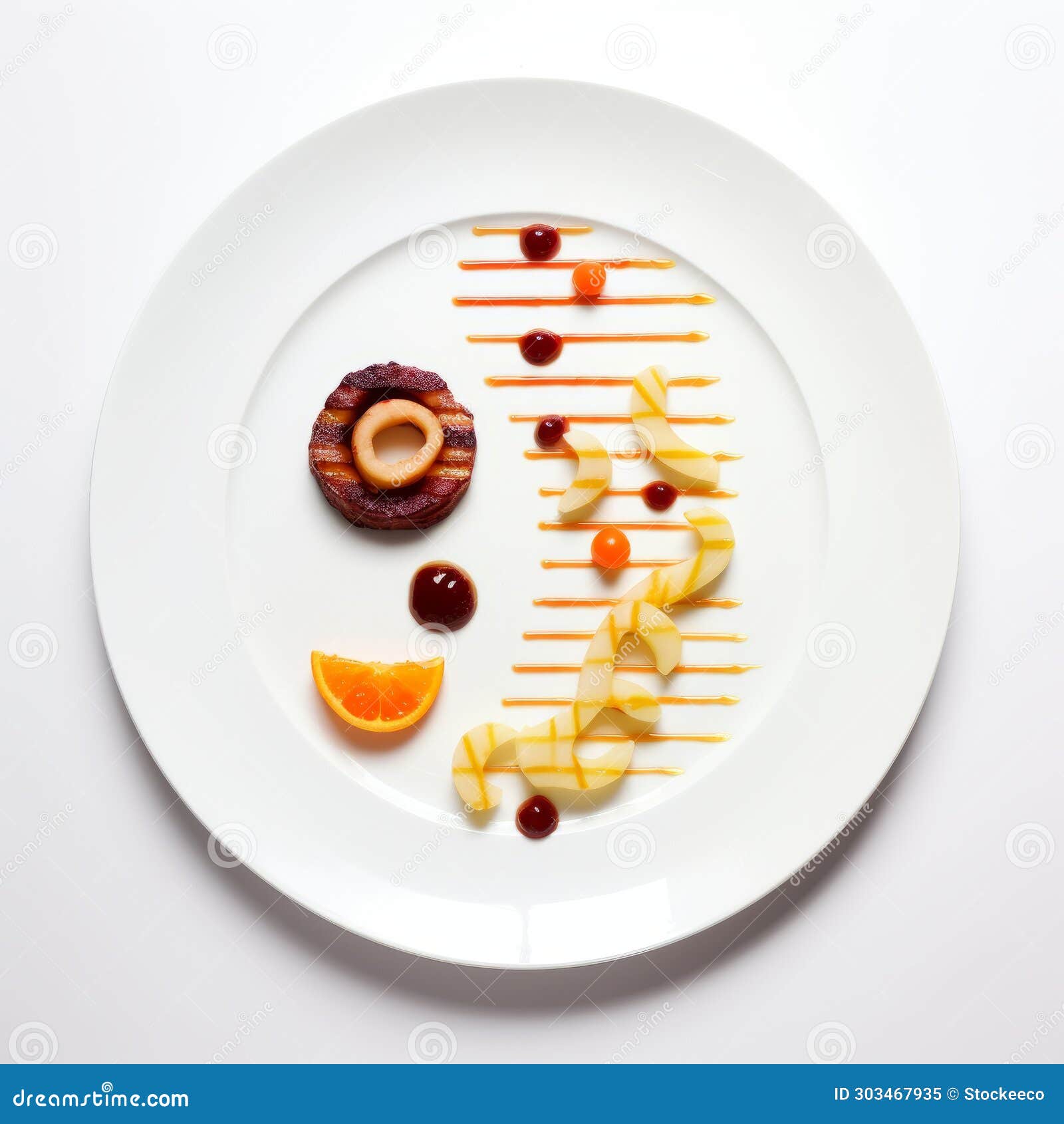 Optical Illusion Food Plate on White Surface - Minimalist Design Stock ...
