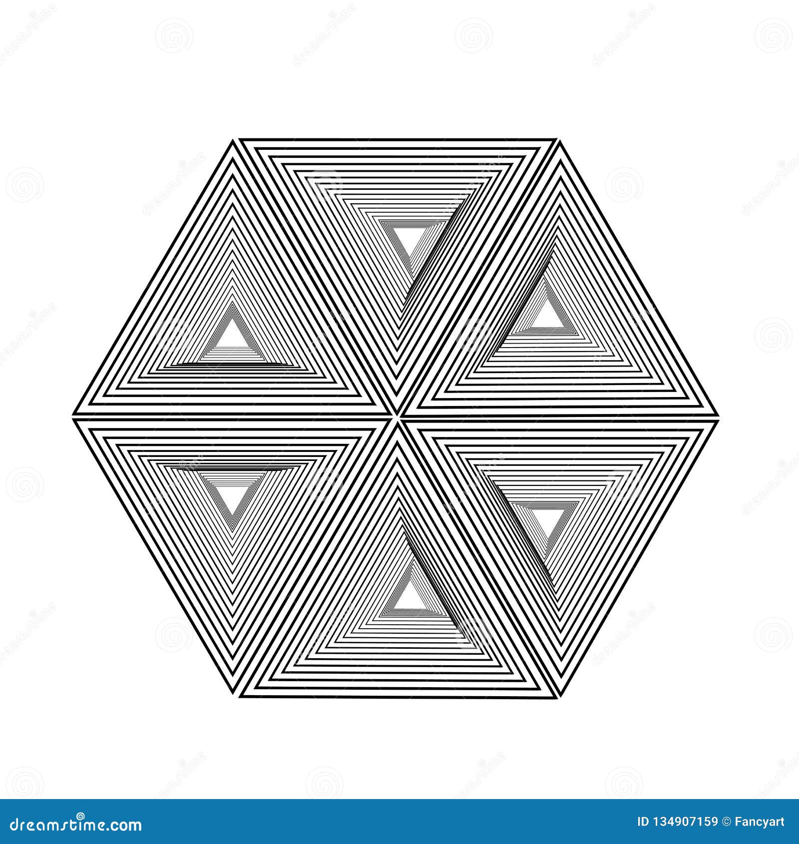 Optical Illusion Forming Hexagon with Triangle Stock Vector ...