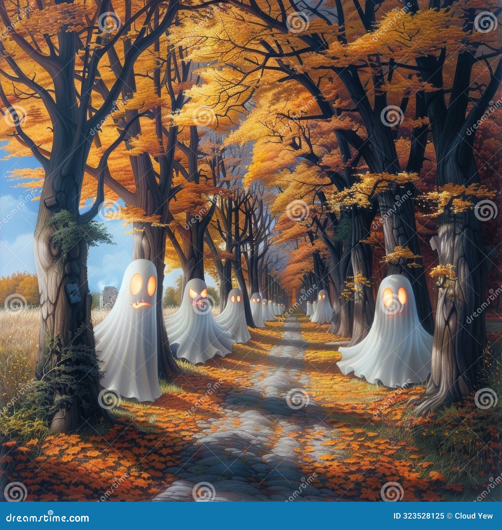 Optical Illusion of Halloween Ghosts Stock Illustration - Illustration ...
