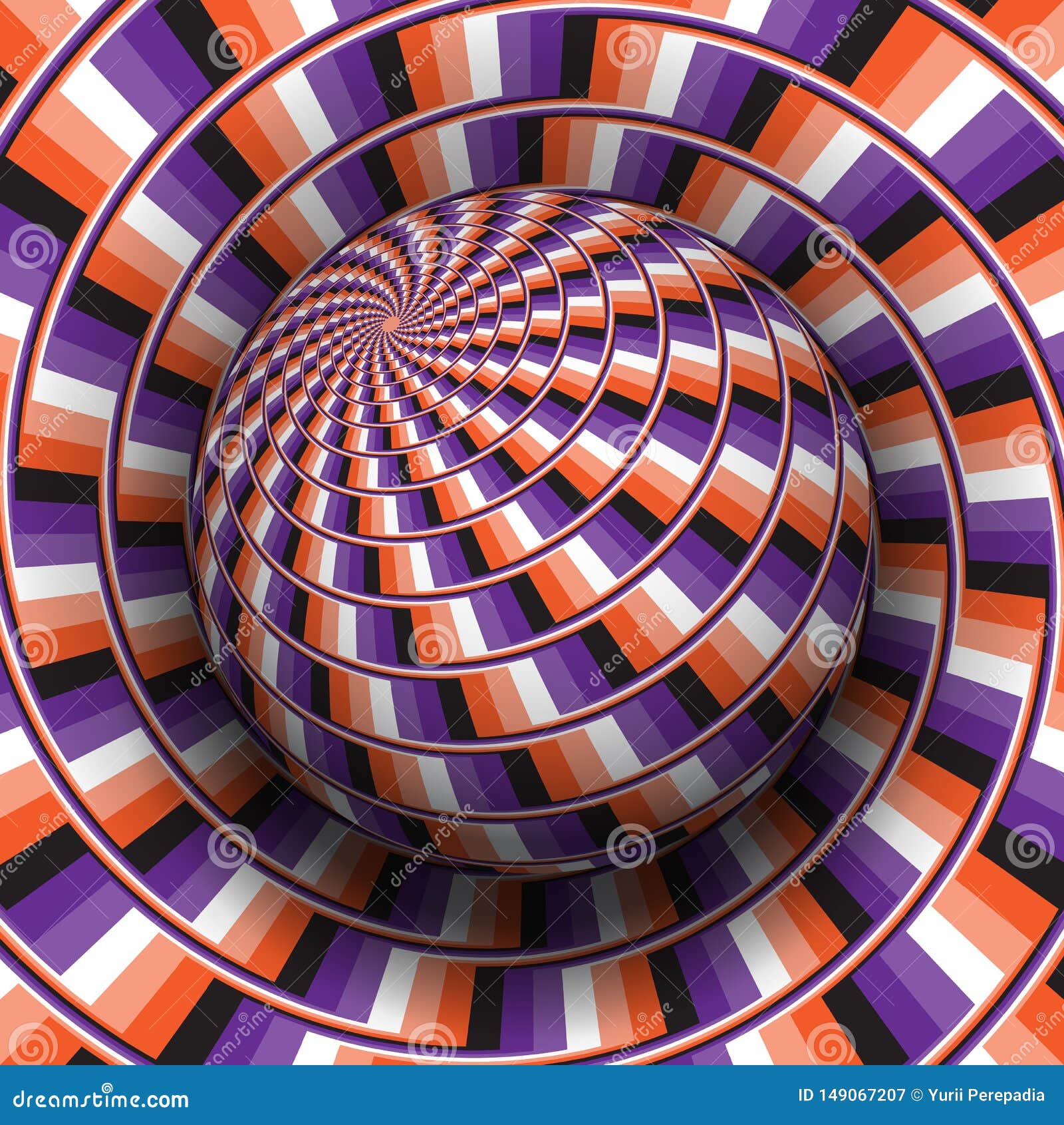 Optical Illusion Hypnotic Vector Illustration. Orange Purple White ...
