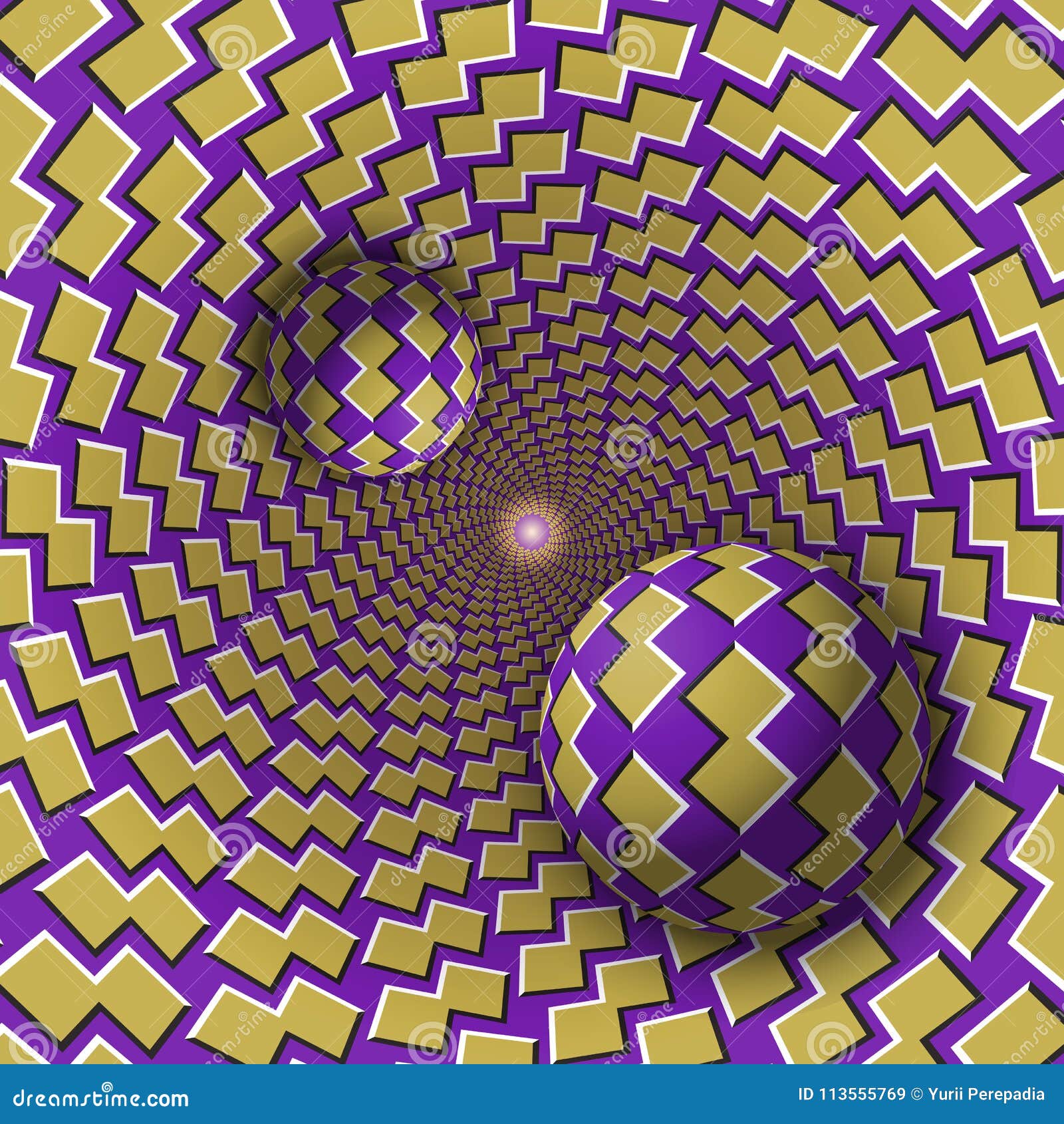 Optical Illusion Illustration. Two Balls Are Moving In Mottled Hole ...