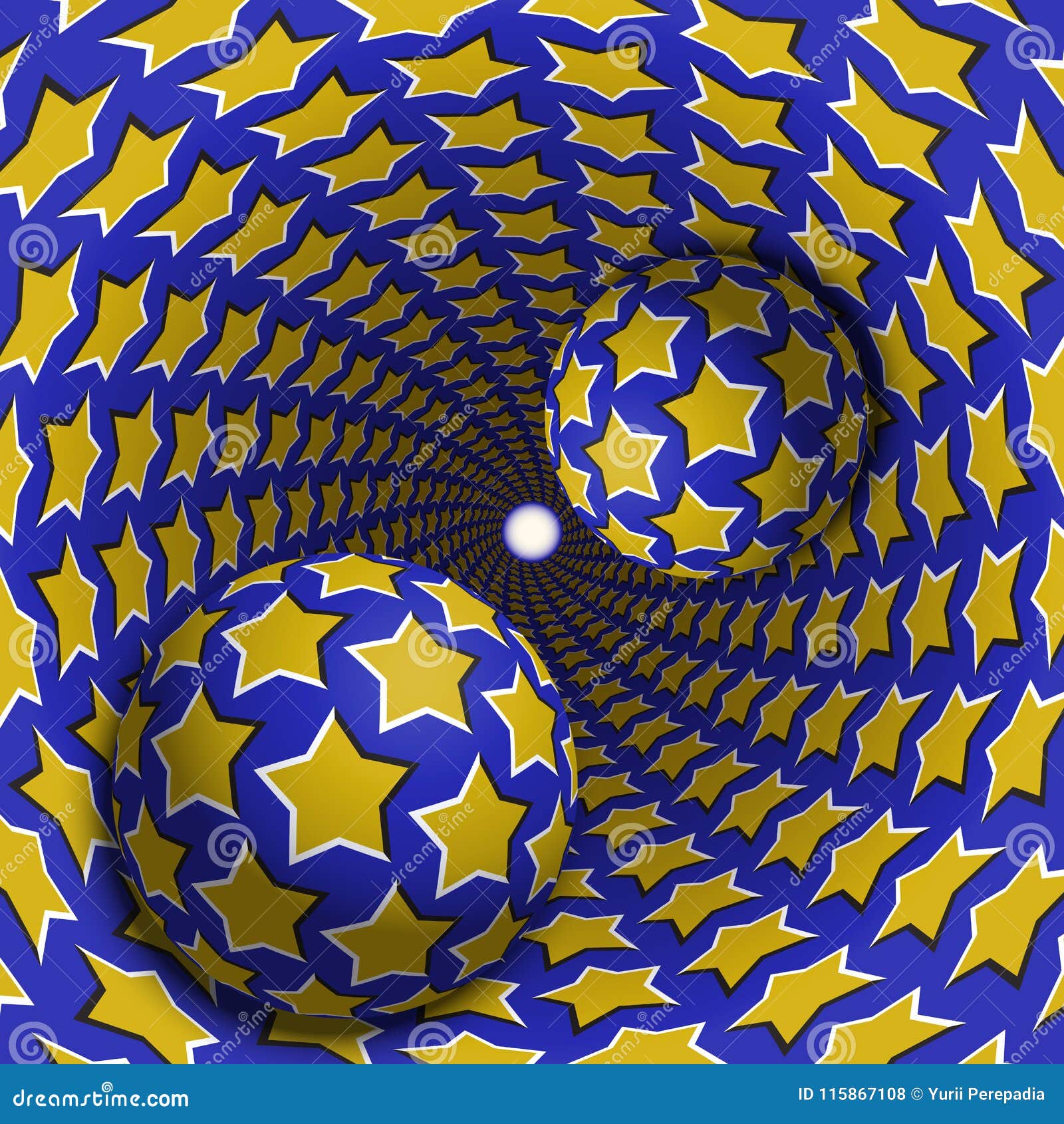 Optical Illusion Illustration. Two Balls Are Moving In Mottled Hole ...