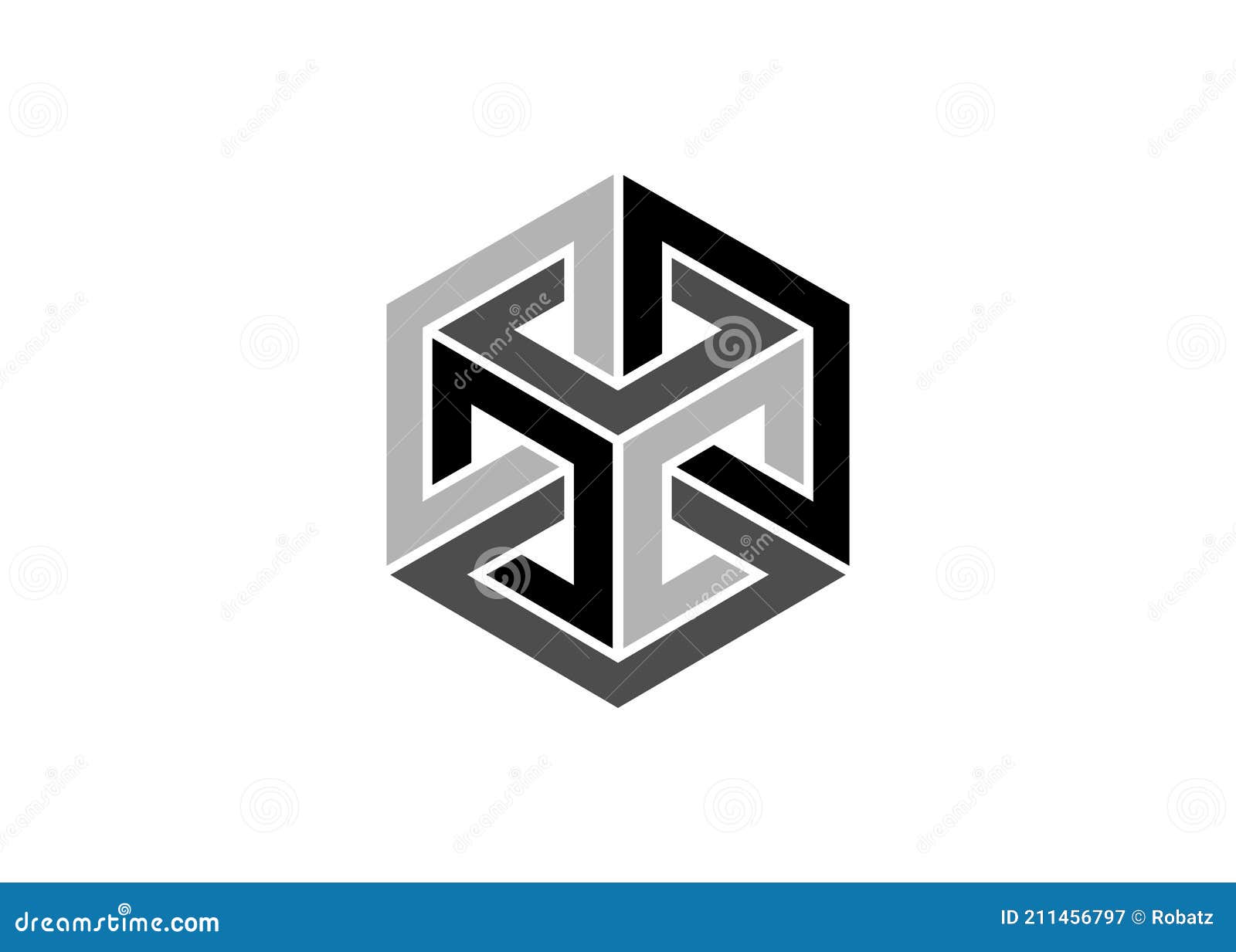 Optical Illusion, Impossible Cube, Isometric Drawing. Logo Abstract ... Optical Illusion, Impossible Cube, Isometric Drawing. Logo Abstract ...