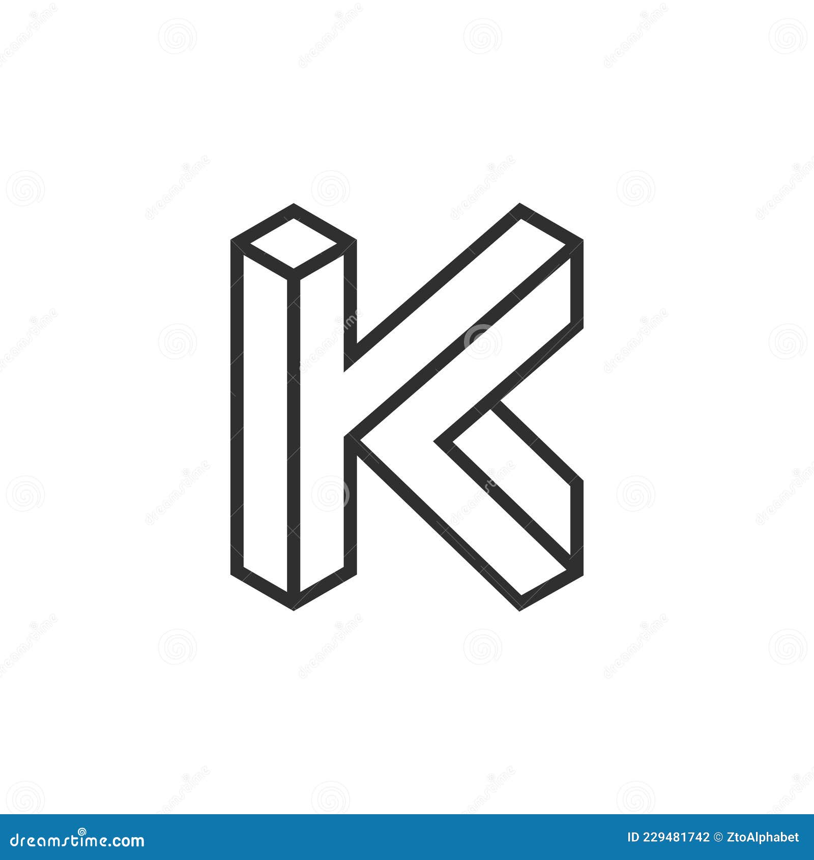 Optical Illusion Letters K Geometry Logo Stock Vector - Illustration of ...
