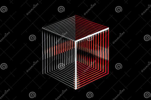 Optical Illusion of a Rotating Cube on Black Background Stock ...