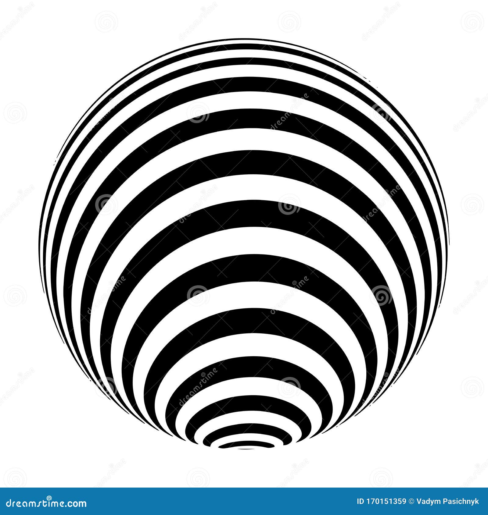 Optical Illusion Sphere. Abstract 3d Black and White Illusions. Vector ...