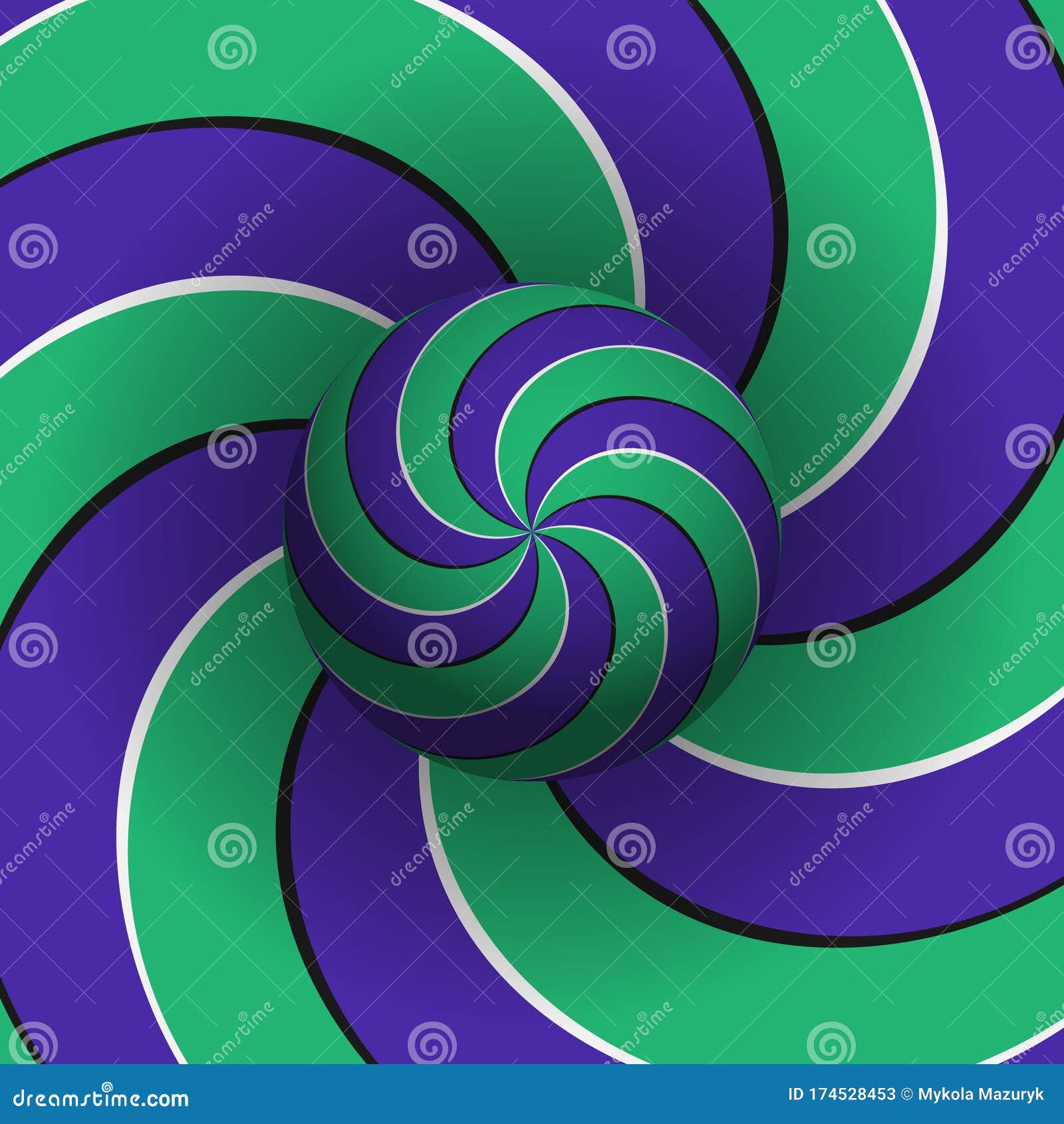 Optical Illusion with Sphere and Rounded Lines Stock Vector ...