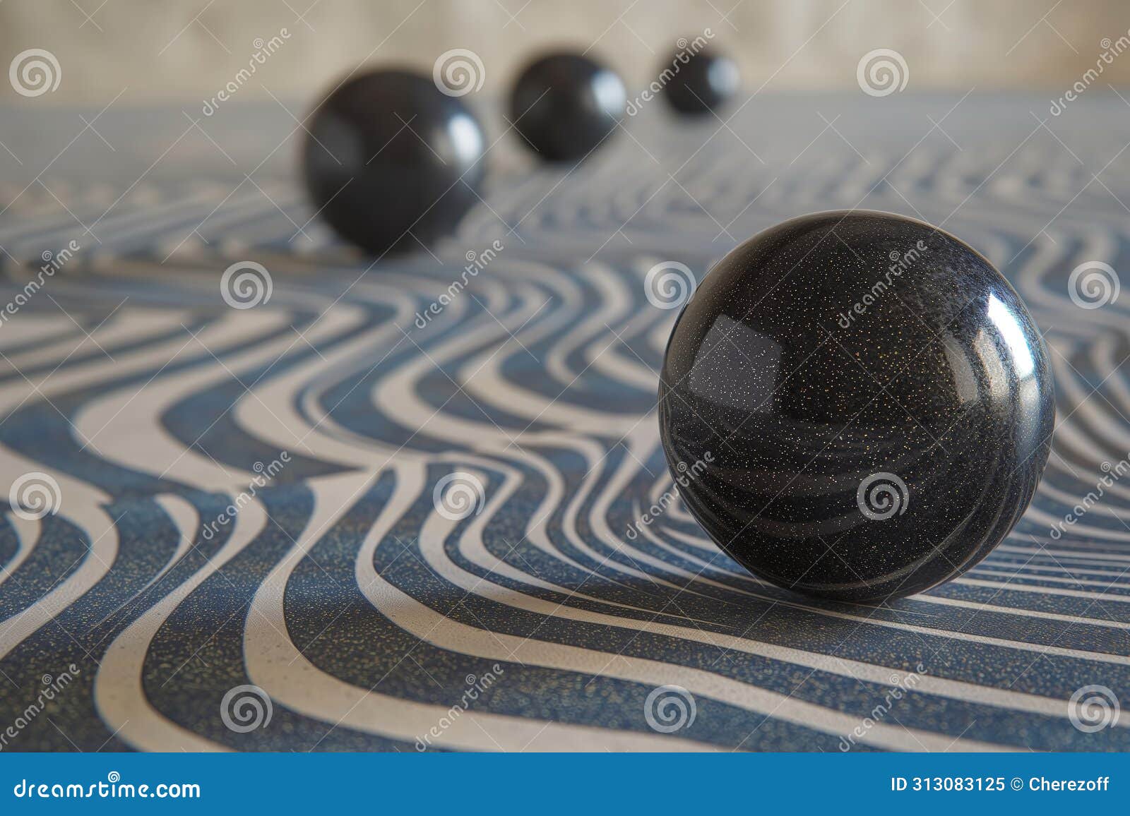 Optical Illusion with Spheres on Patterned Background Stock Image ...