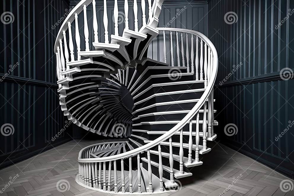 Optical Illusion of a Spiraling Staircase, Featured on a Flat Surface ...