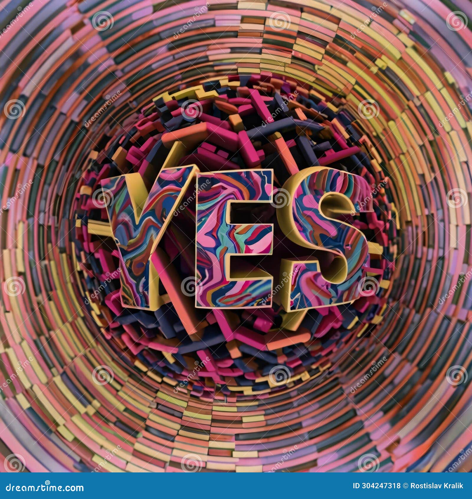 Optical Illusion of Text "Yes" Stock Illustration - Illustration of ...