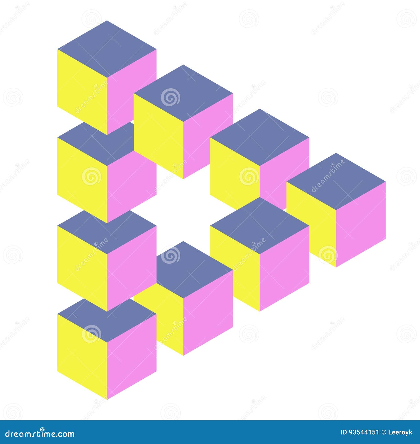 Optical Illusion Triangle with Cubes Stock Vector - Illustration of ...