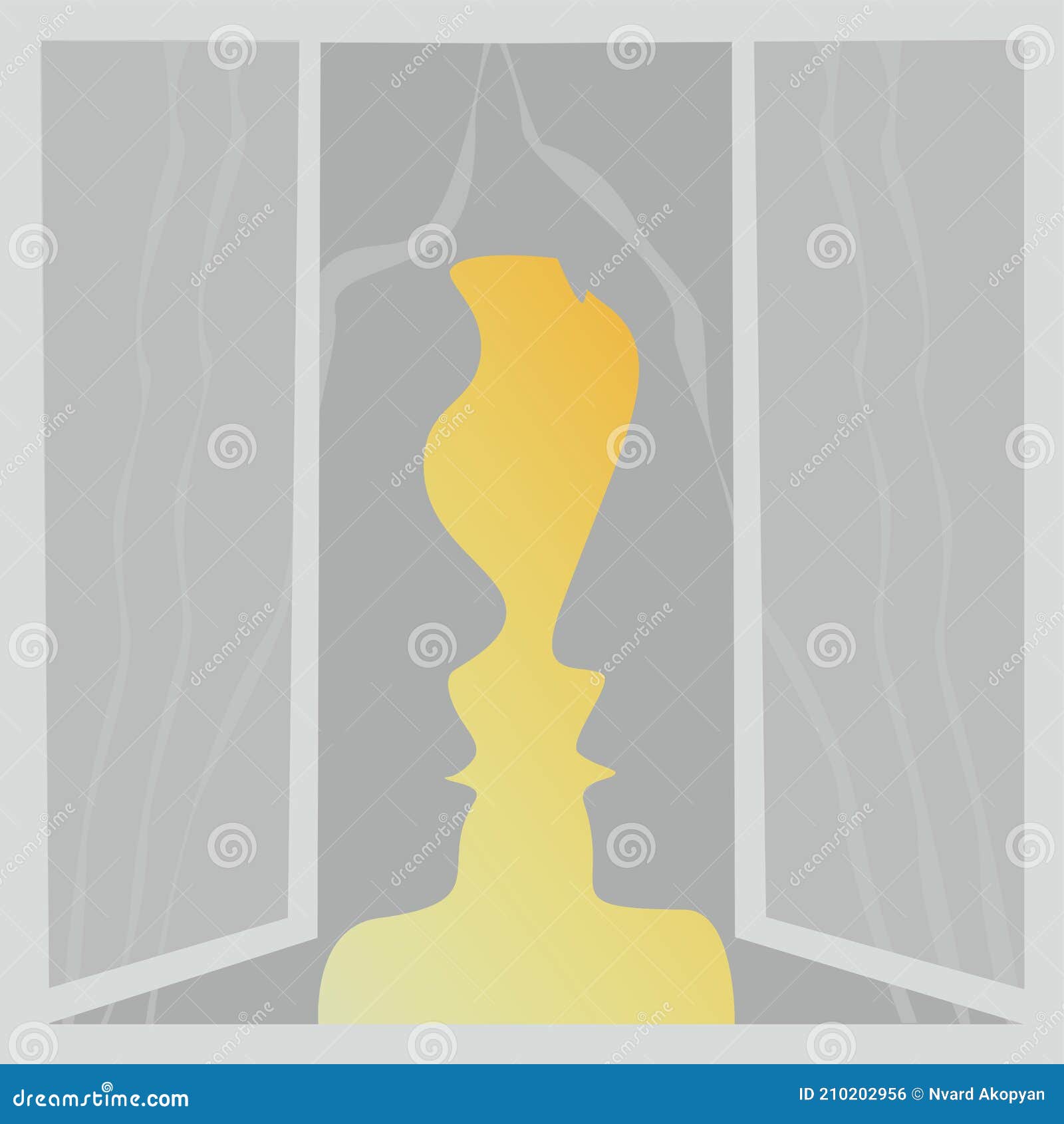 Optical Illusion. Two Human Faces in Window Stock Vector - Illustration ...