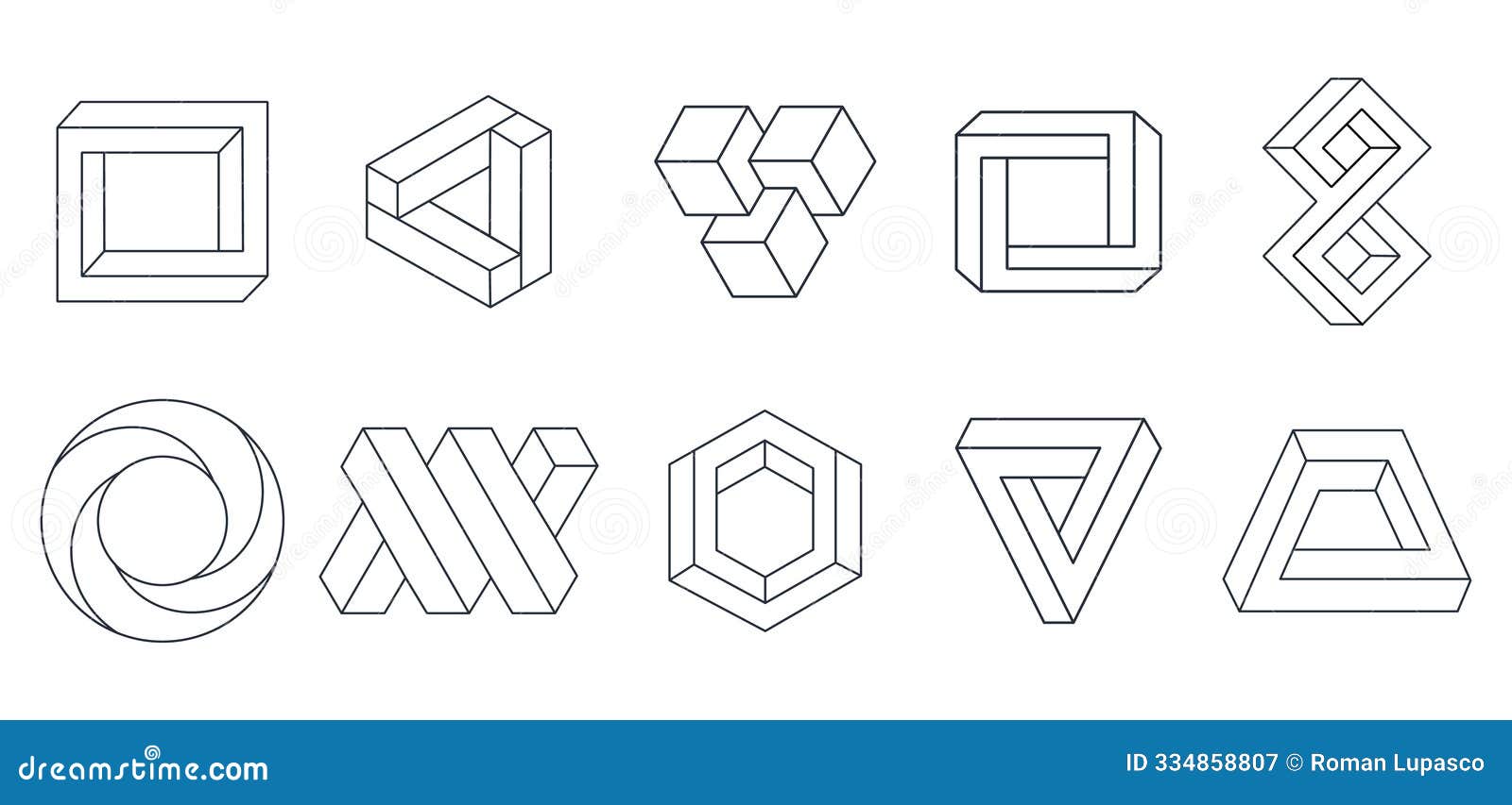 Optical Illusion, Unreal Geometric Elements. Impossible Abstract Linear ...