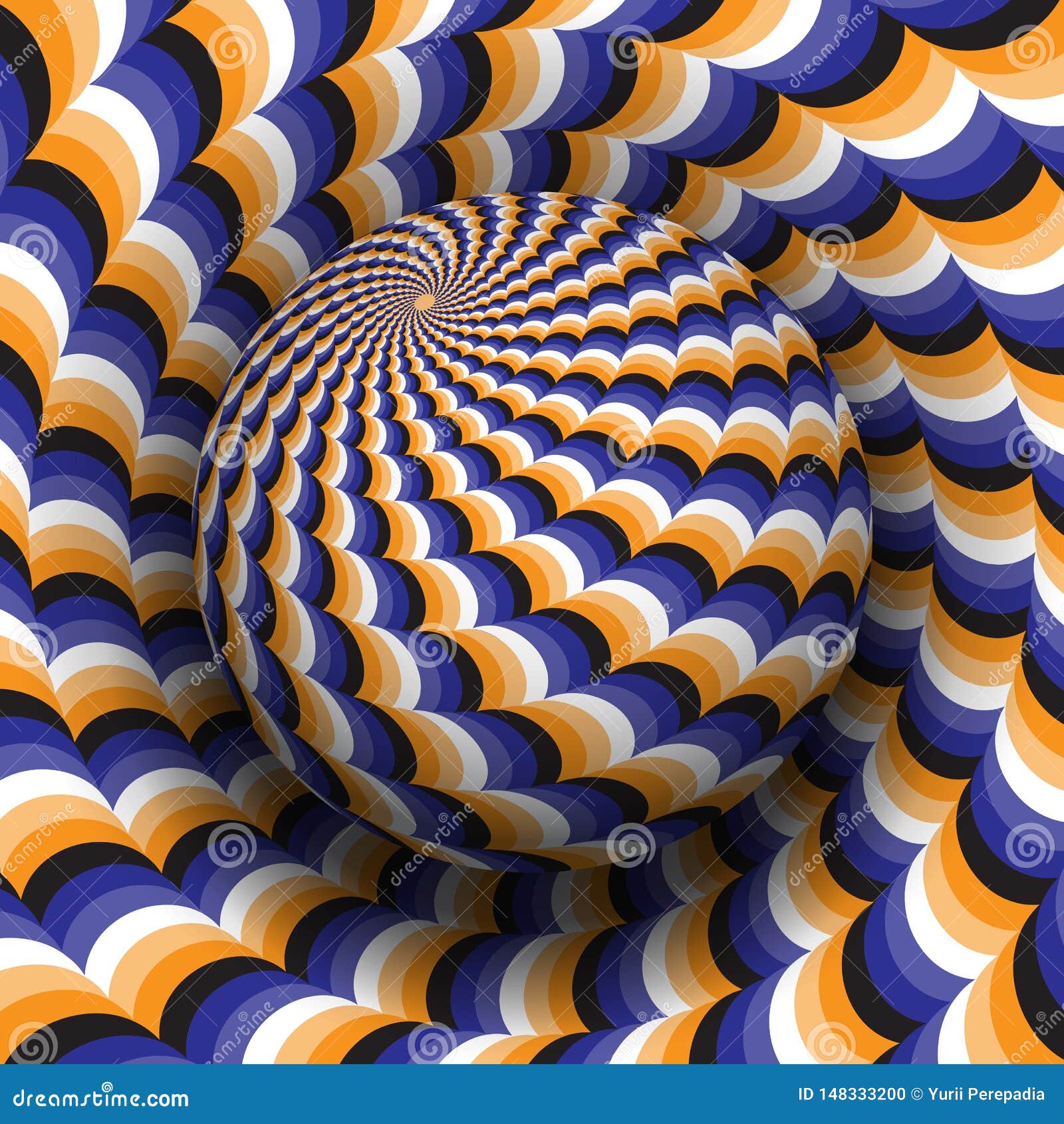 Optical Illusion Vector Illustration. Blue Orange White Black Patterned ...