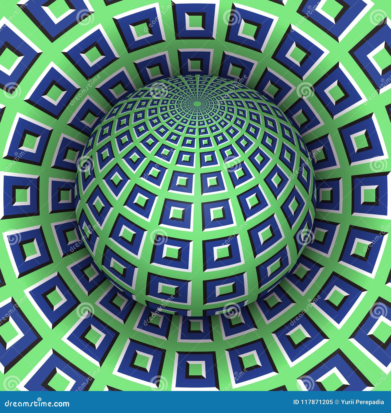 Optical Illusion Vector Illustration. Checkered Sphere Soaring Above ...