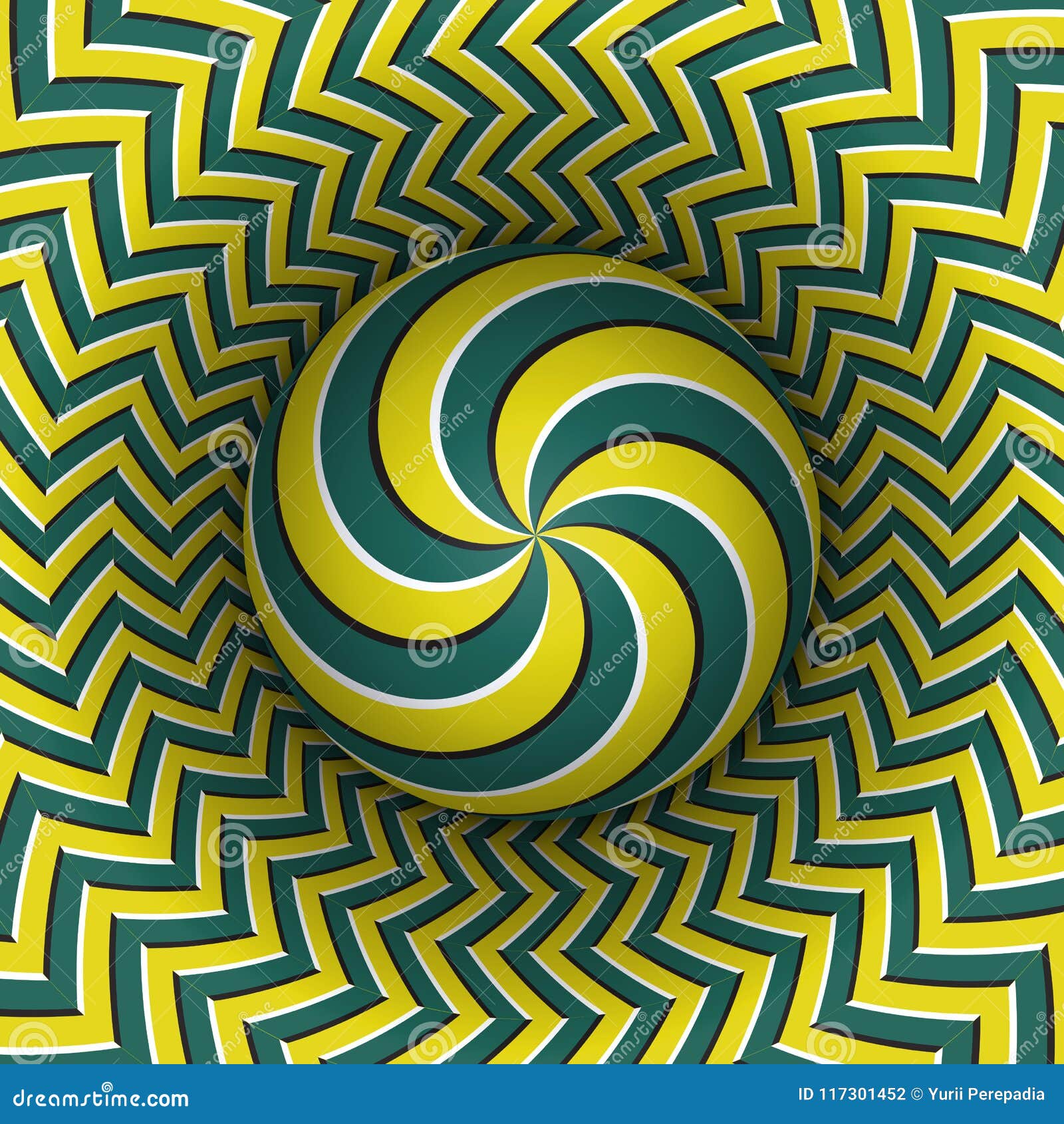 Optical Illusion Vector Illustration. Multiple Spiral Sphere Soaring ...