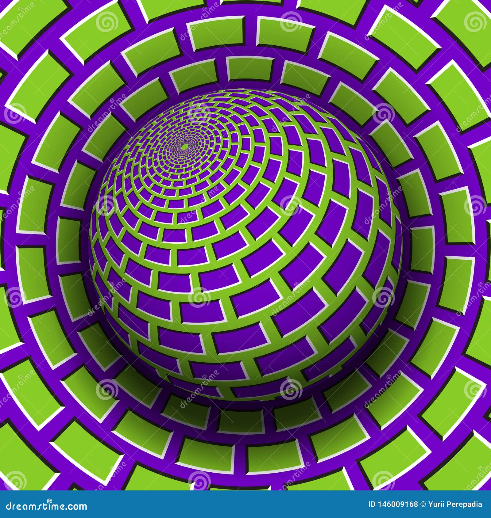 Optical Illusion Vector Illustration. Purple Green Brickwork Patterned ...
