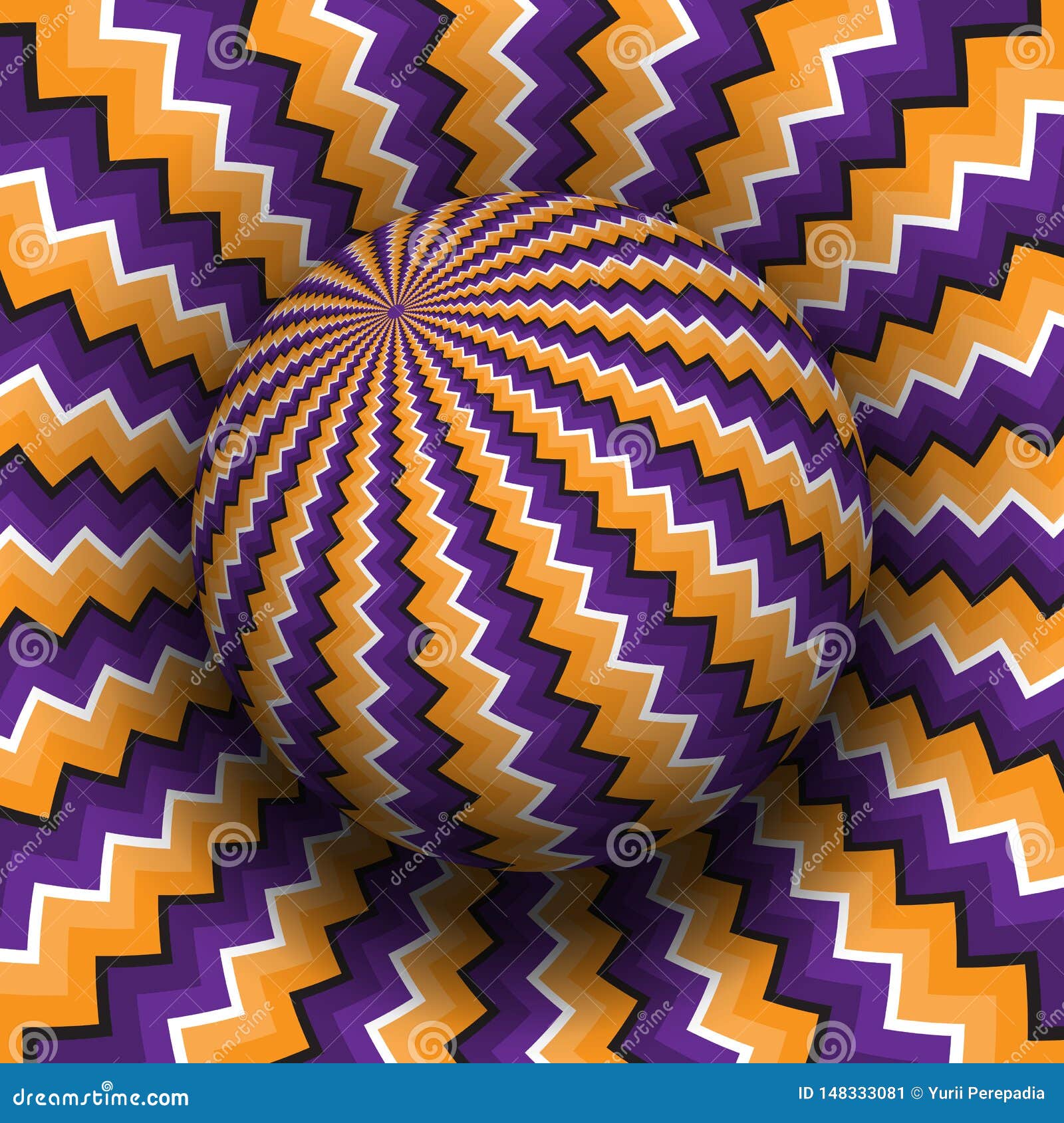 Optical Illusion Vector Illustration. Purple Orange Zigzag Patterned ...