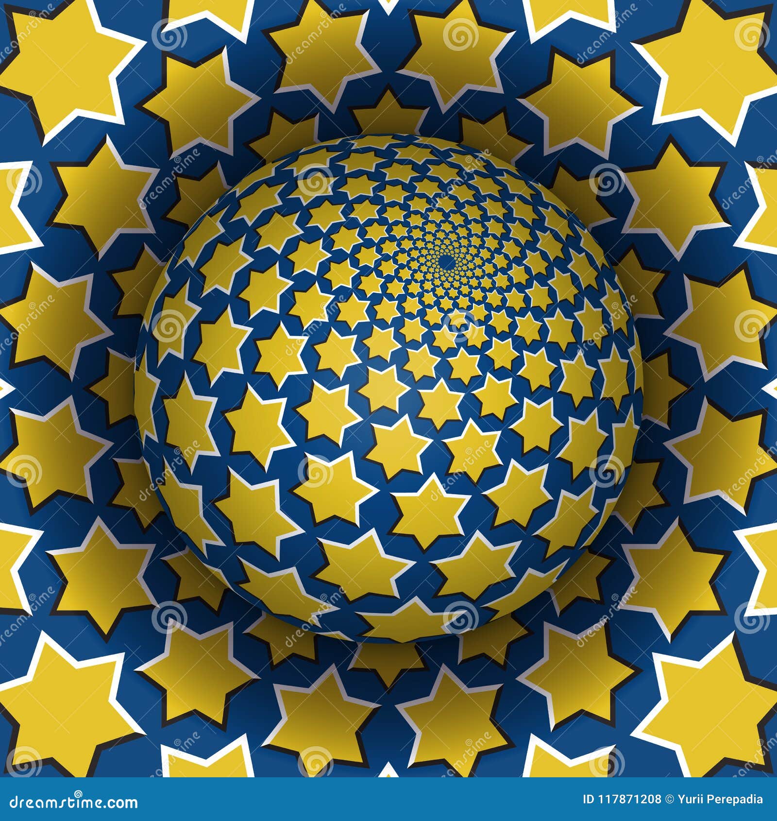 Optical Illusion Vector Illustration. Starry Sphere Soaring Above the ...