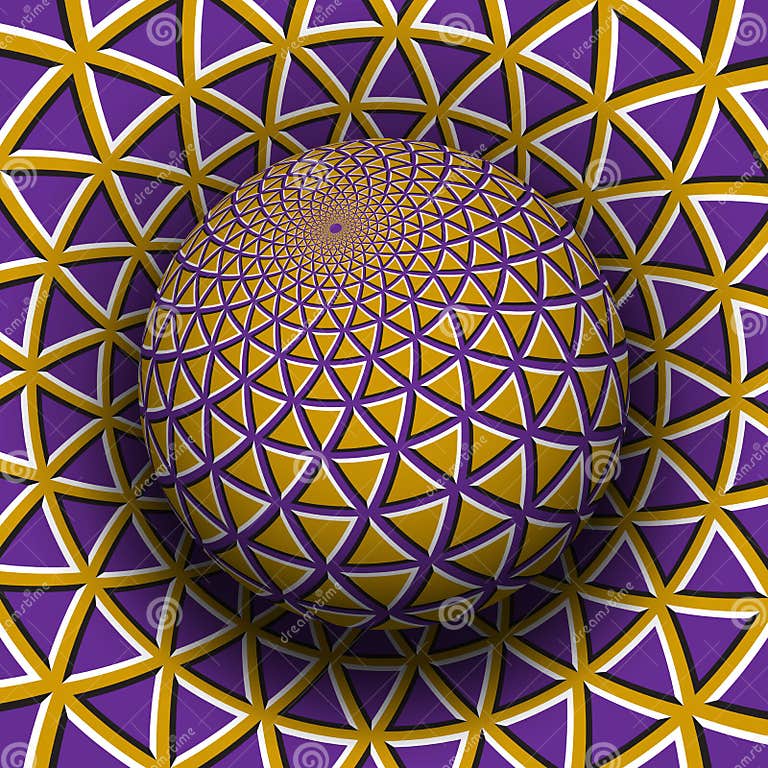 Optical Illusion Vector Illustration. Yellow Purple Triangles Patterned ...