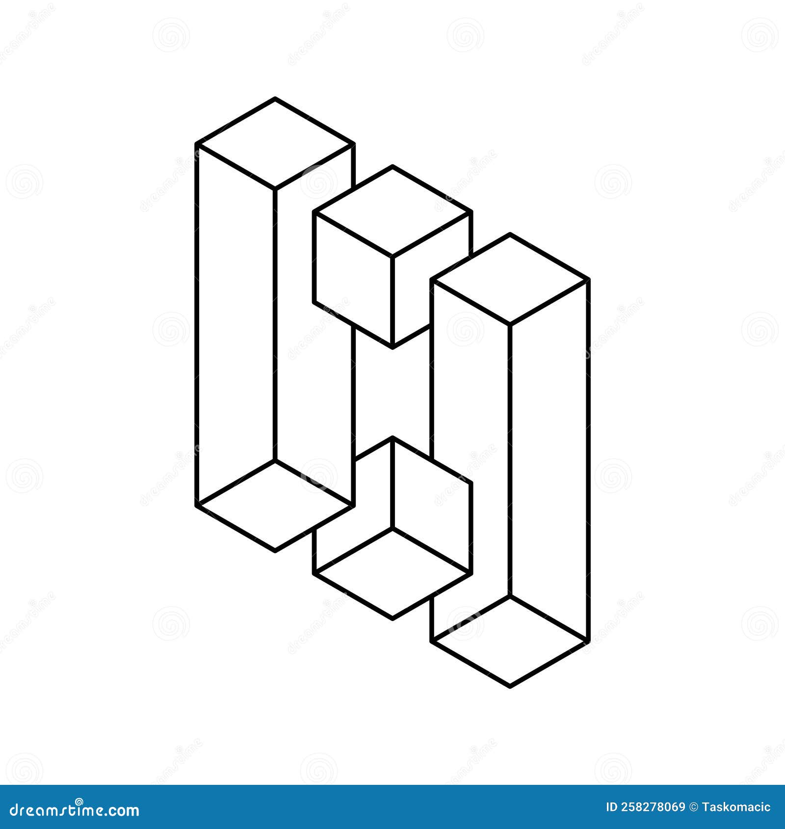 Impossible Geometric Shape Line Icon. Cubes and Rectangles in 3D ...