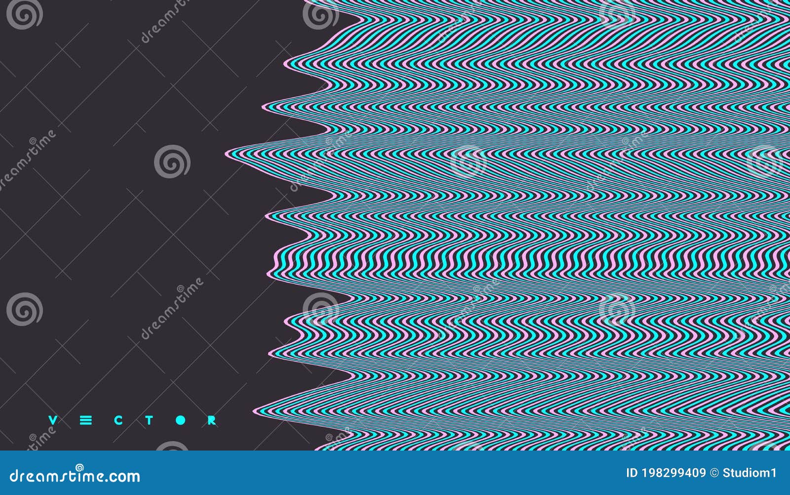 Optical Illusion Wave. Abstract Background with Glitch Effect Stock ...