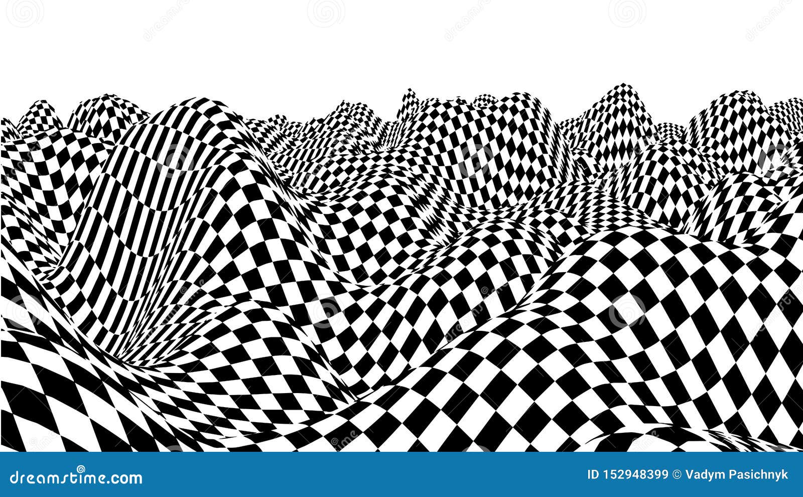 Optical Illusion Wave. Chess Waves Board. Abstract 3d Black and White ...