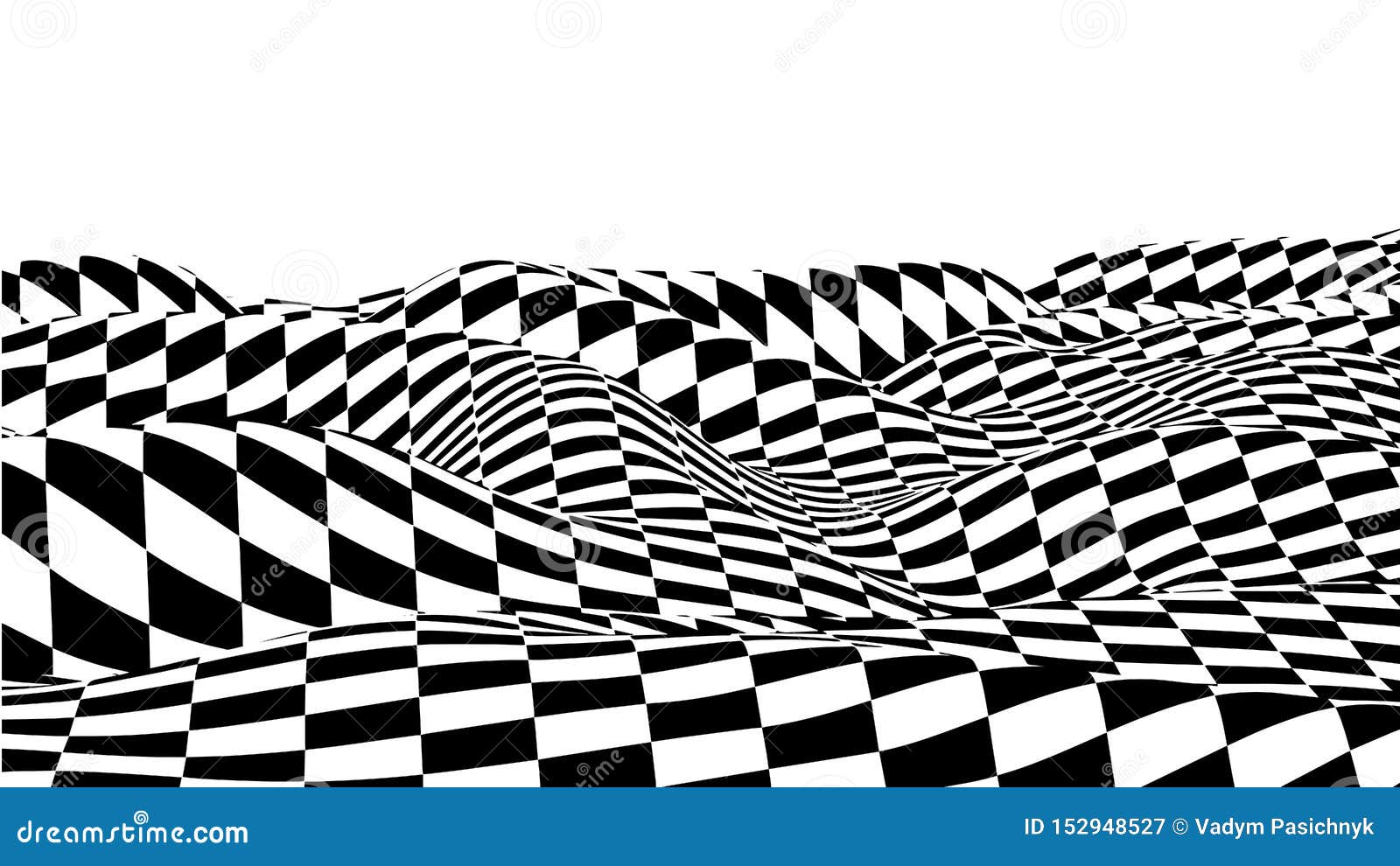 Optical Illusion Wave. Chess Waves Board. Abstract 3d Black and White ...