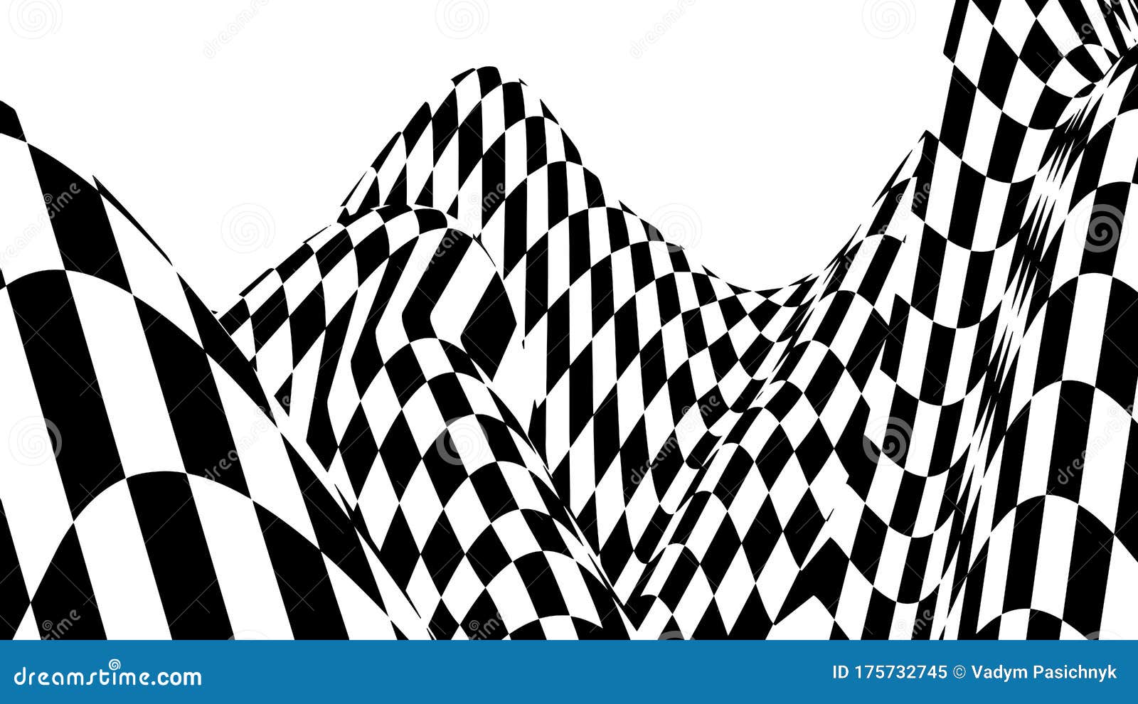 Optical Illusion Wave. Chess Waves Board. Abstract 3d Black and White ...