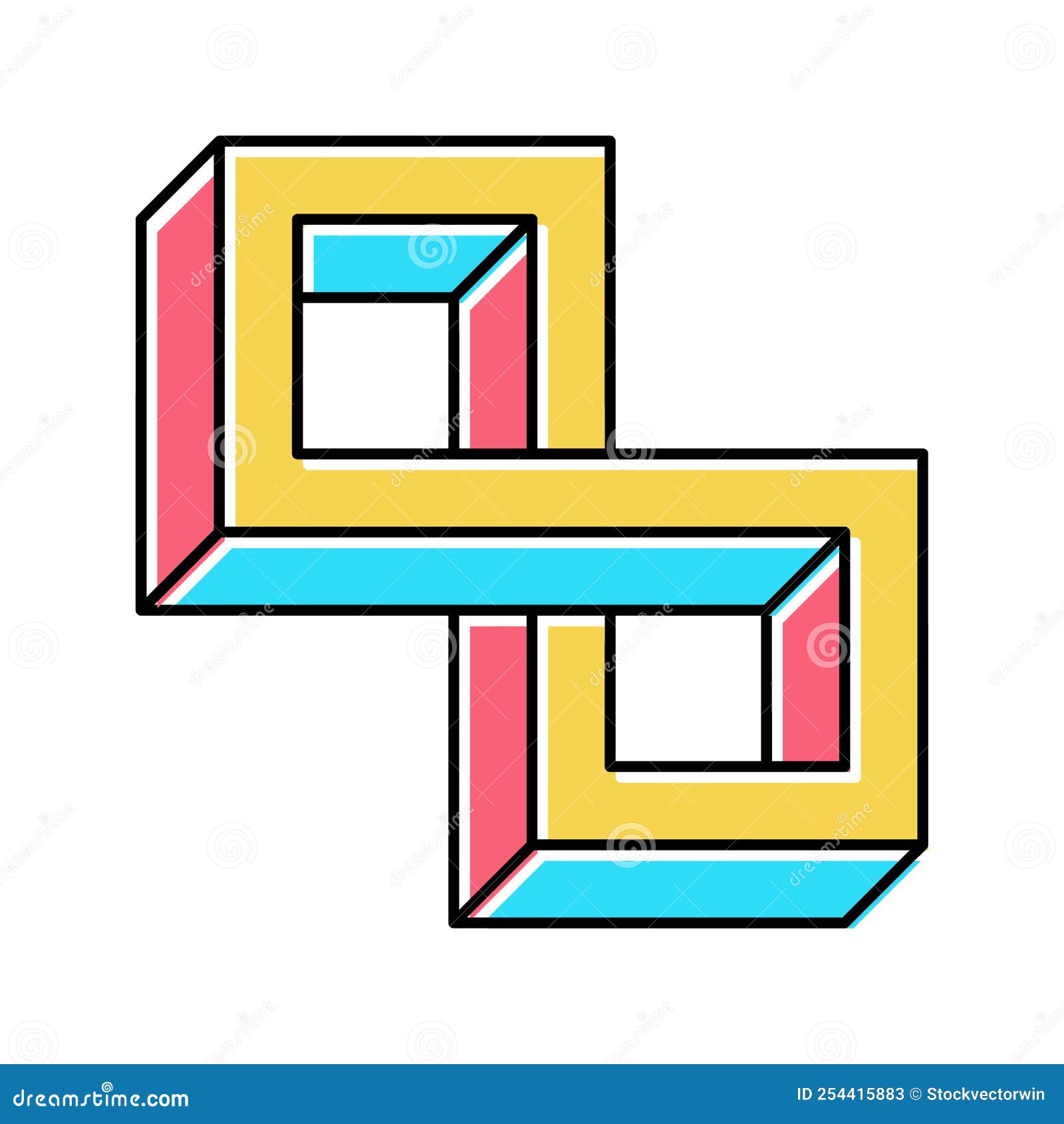 Optical Impossible Geometric Shape Color Icon Vector Illustration Stock ...