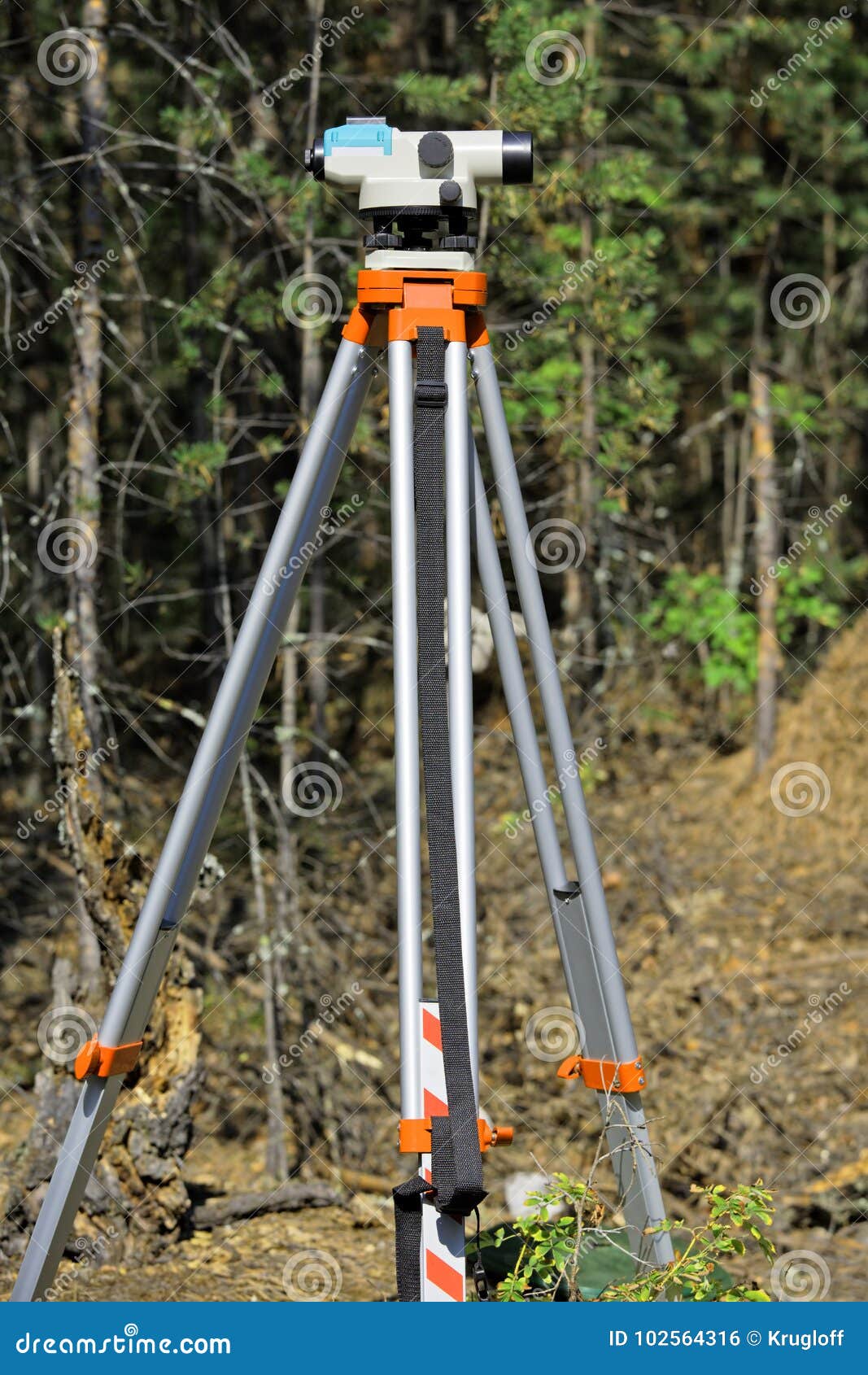 Optical Level on a Tripod in the Field Stock Photo - Image of grey ...