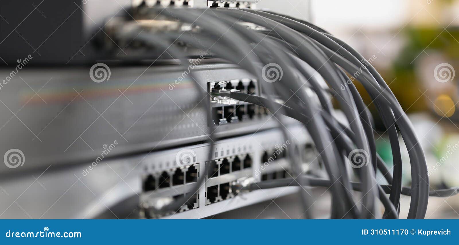 Optical Mains Cables Connected To Main Server Closeup Stock Photo ...