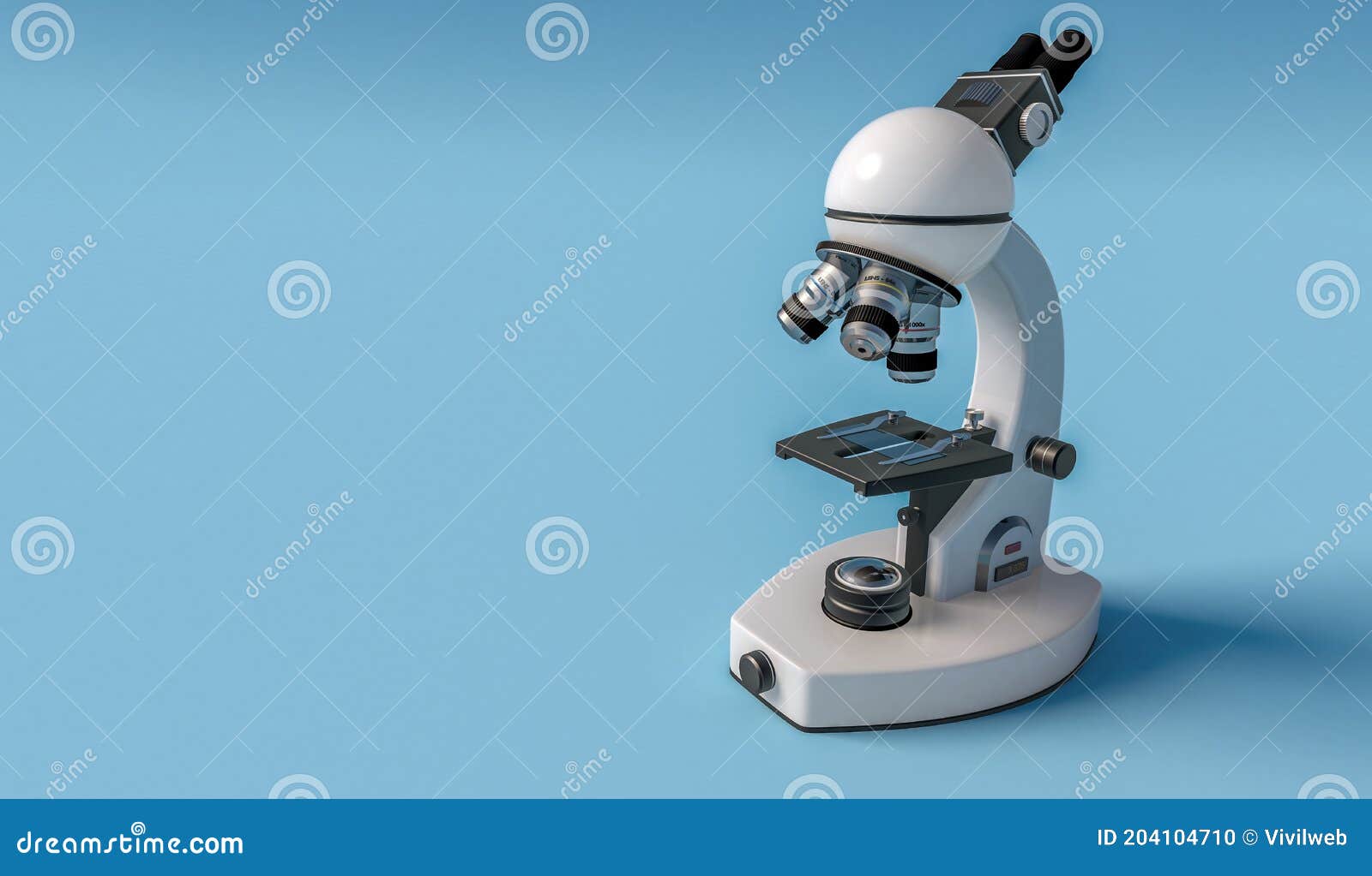Optical Microscope Isolated on Light Blue Backdrop Stock Illustration ...