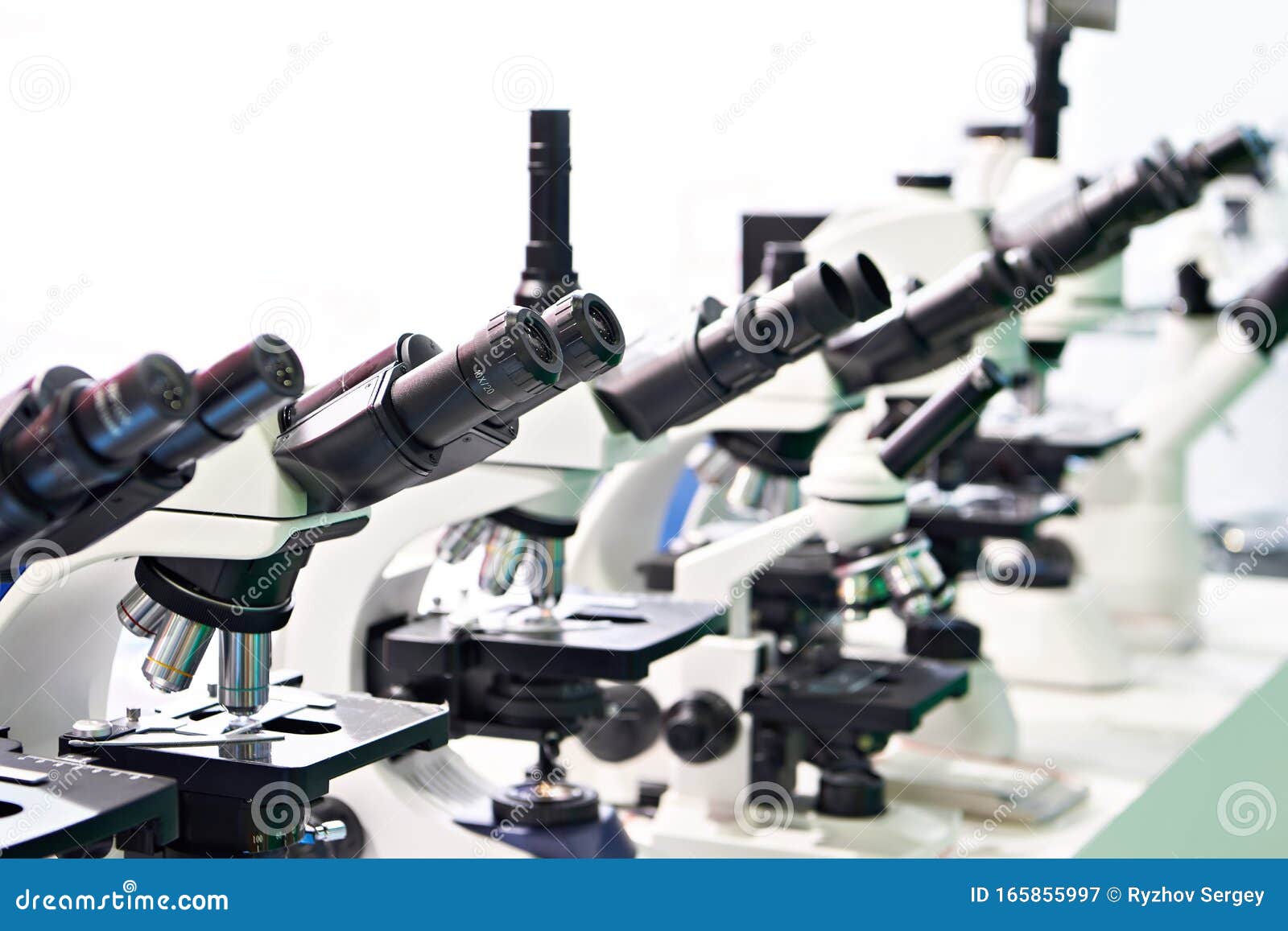 Optical Microscopes in Store Stock Image - Image of medicine, macro ...