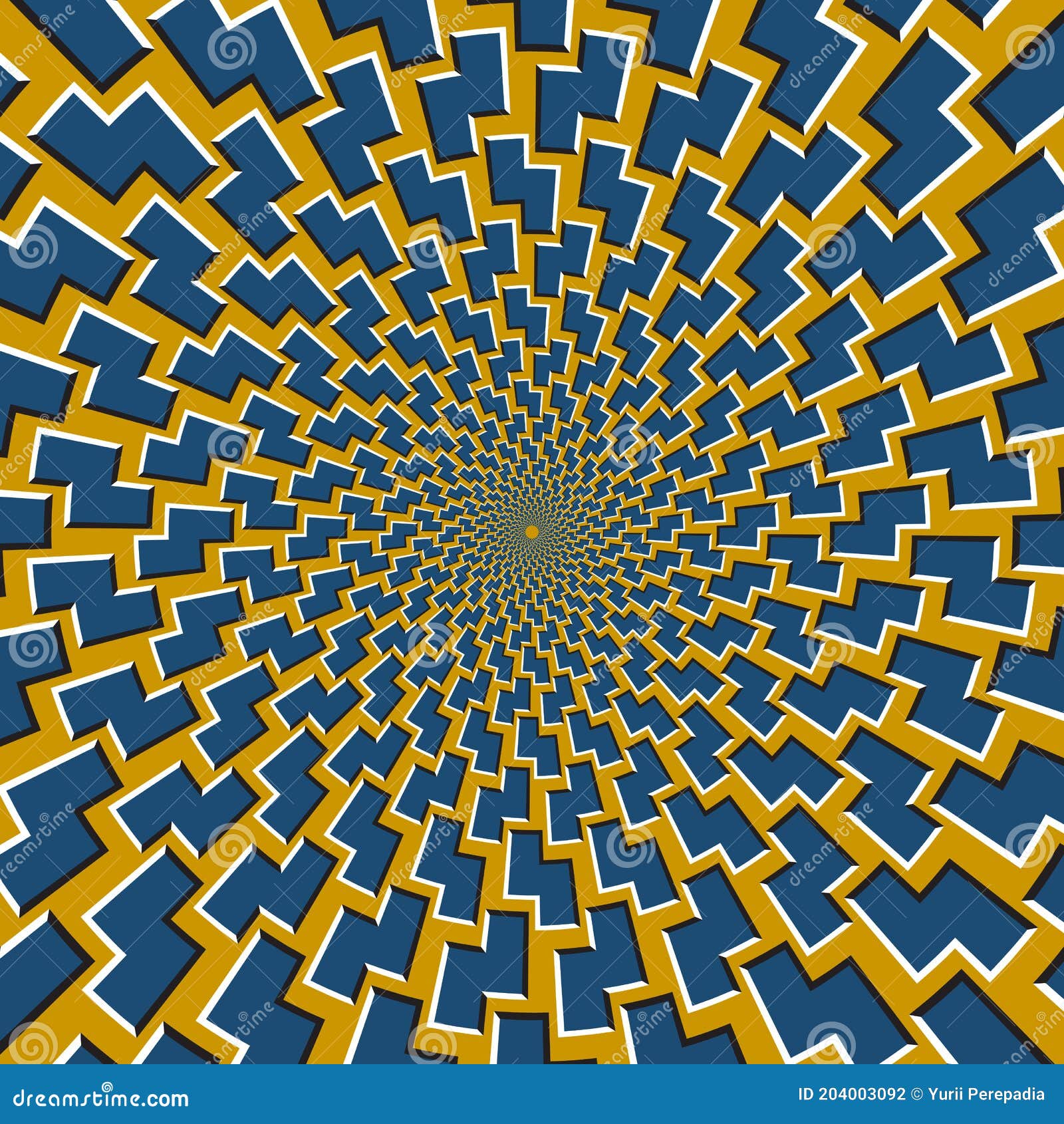 Optical Motion Illusion Vector Background. Blue Zigzag Shapes Move ...