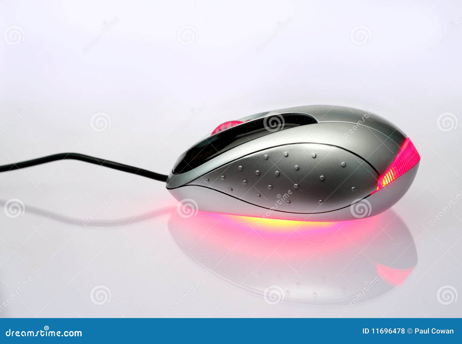 Optical Mouse and Reflection Stock Photo - Image of peripheral, pink ...