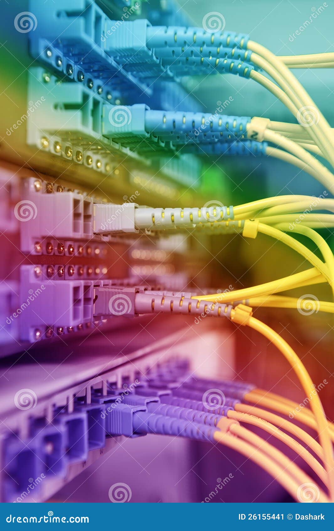 Optical Network Cables and Servers Stock Image - Image of bytes ...
