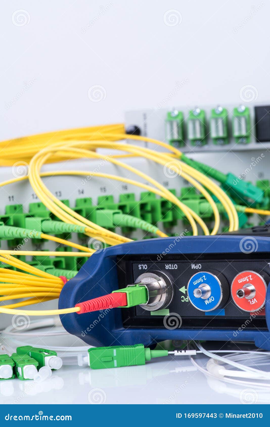 Optical Power Meter and Network of Fiber Patch Cord Stock Image - Image ...