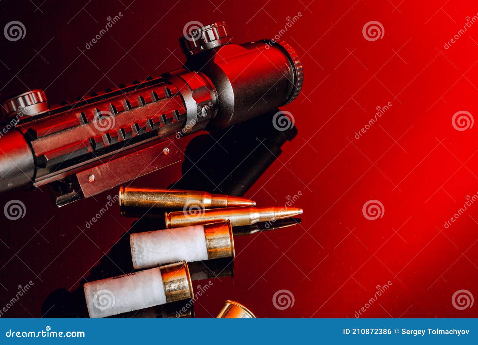 Optical Scope for Rifle on Black Background with Red Light Stock Photo ...