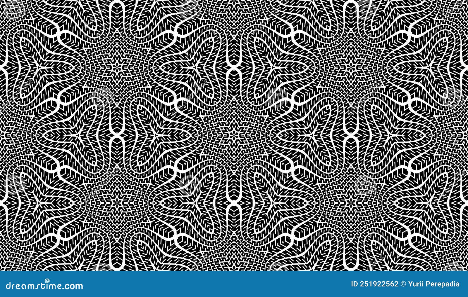 Optical Seamless Pattern Of Black Distorted Circles. Psychedelic Wavy ...