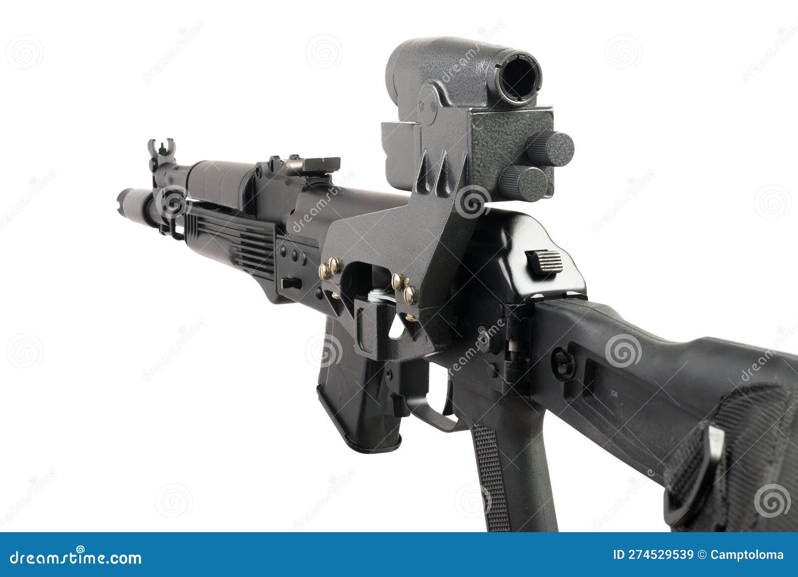 Optical Sight and Kalashnikov Machine Gun Stock Image - Image of black ...