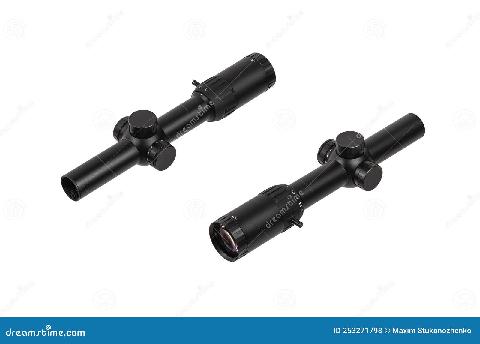 Optical Sight for a Sniper Rifle. Modern Sniper Scope on a White Back ...