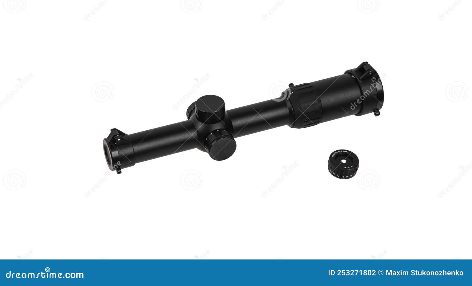 Optical Sight for a Sniper Rifle. Modern Sniper Scope on a White Back ...