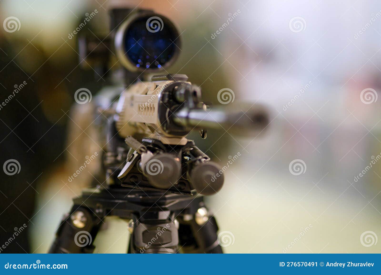 Optical Sight on a Sniper Rifle. Optical Sight on the Weapon Stock ...