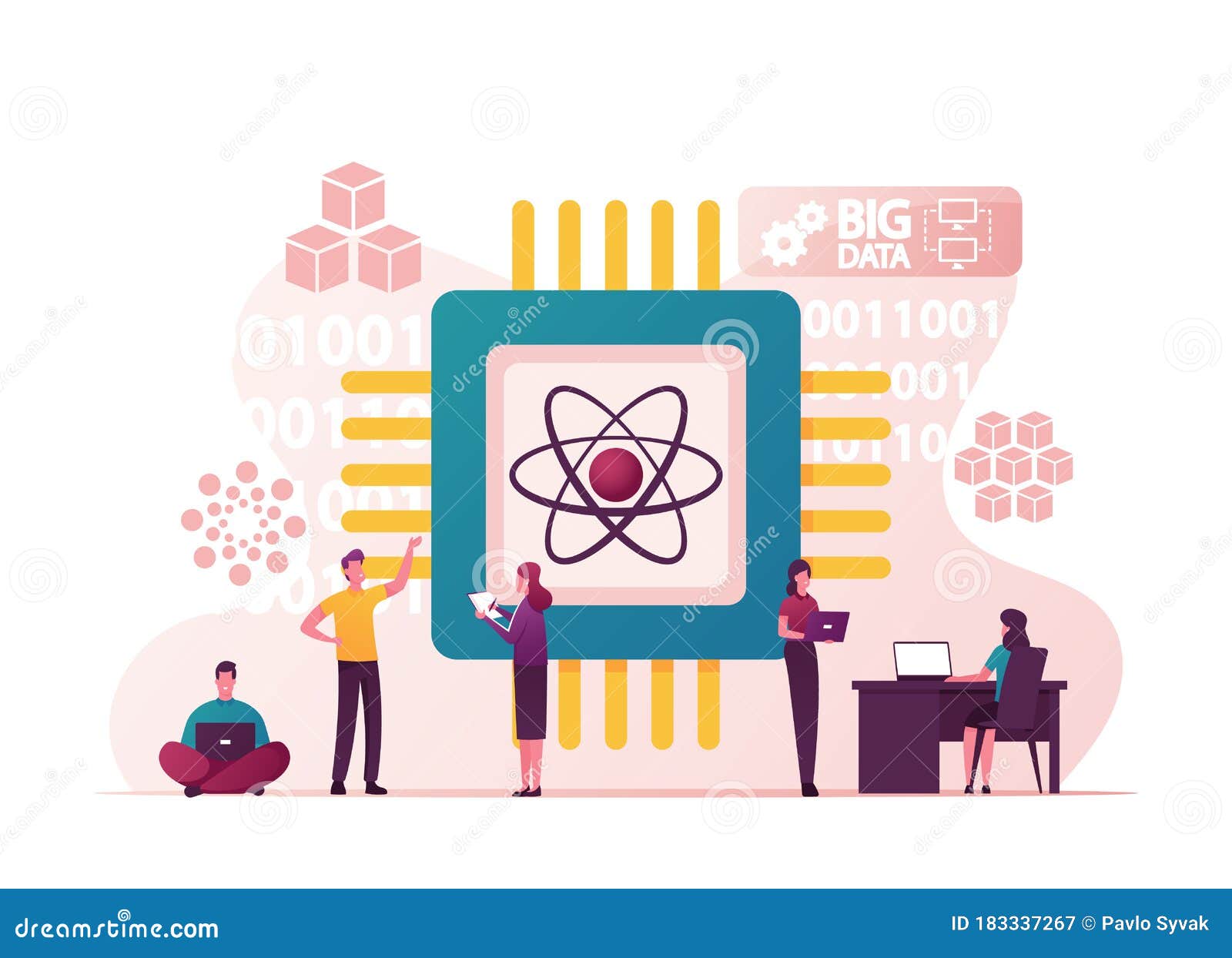 Optical Technology, Photonics Research, Quantum Computing Concept. Tiny ...